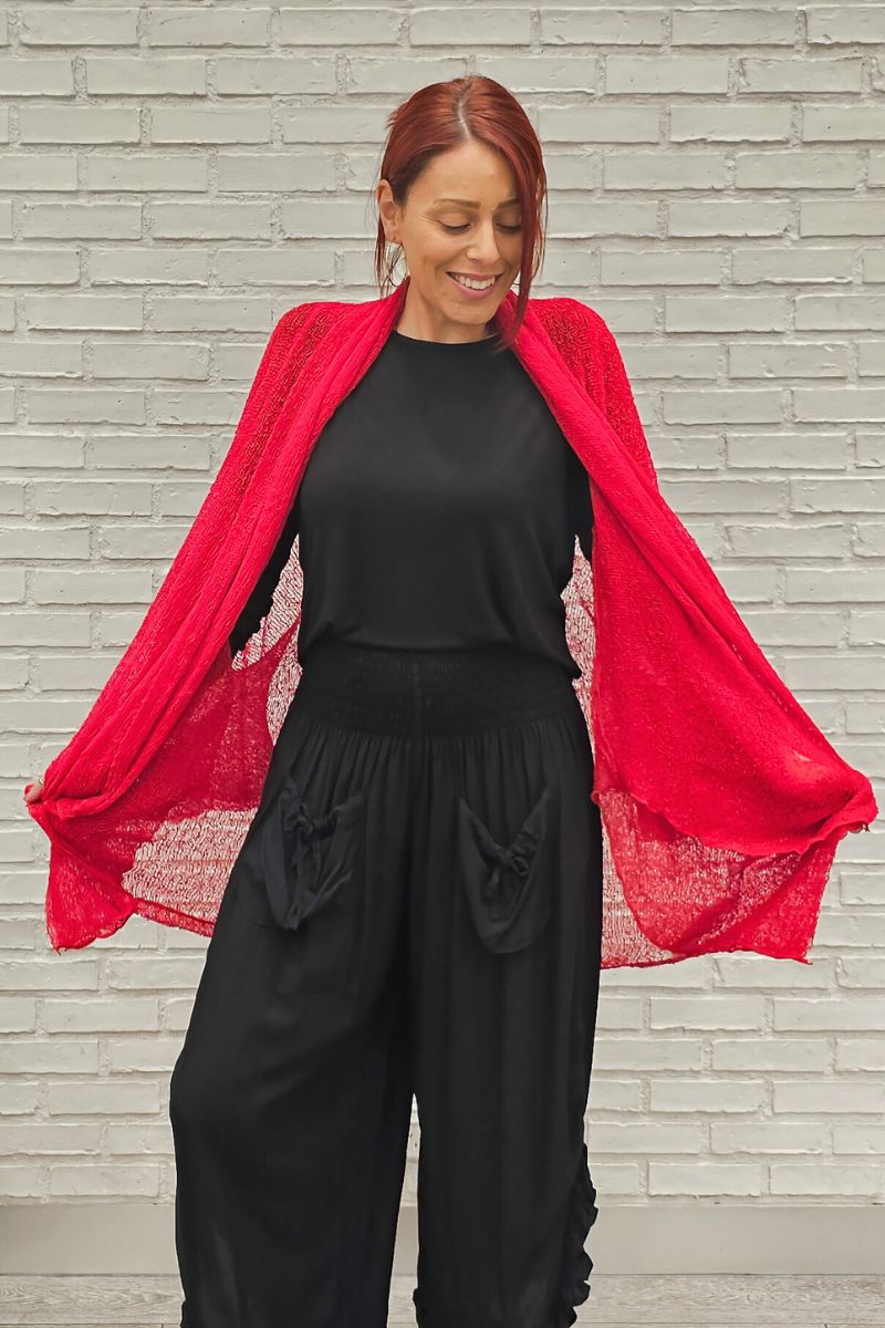 Knit Jacket: Red - Boho Hippy Chic